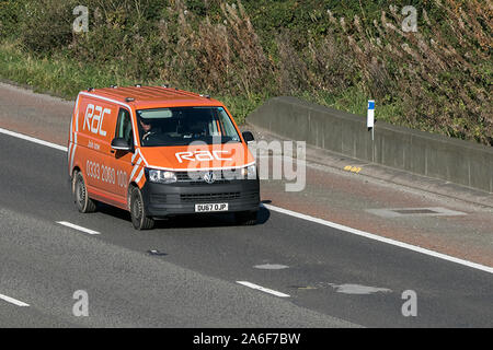 A RAC vehicle recovery breakdown Volkswagen Transporter driving on the ...
