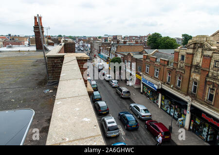 The High Street in Clacton, a seaside town in the East of the UK with ...