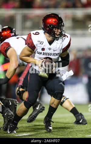 October 5, 2019: UNLV Rebels quarterback Kenyon Oblad (7) tries to ...