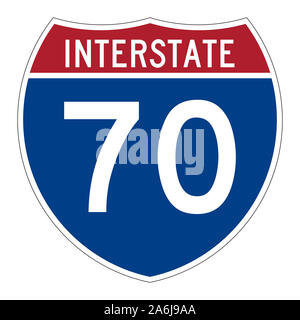 Interstate highway 70 road sign isolated on white background, 3d ...