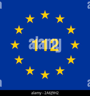 112 european emergency telephone number sign Stock Photo - Alamy