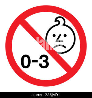 Not suitable for children under 3 years symbol, child silhouette in ...