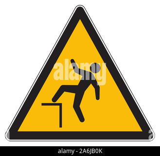 Warning sign with falling man Stock Photo - Alamy