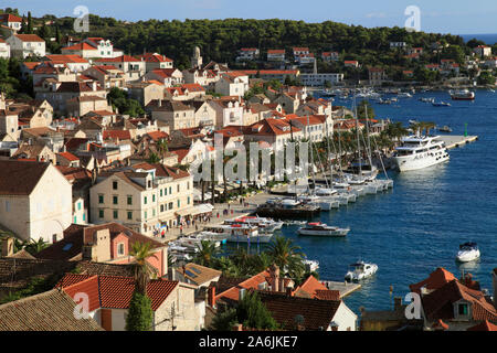 Croatia, Hvar, skyline, aerial view, harbor Stock Photo - Alamy