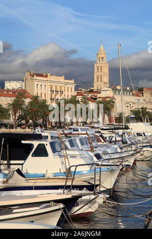 Croatia, Split, Matejuska, Fishermen's Port, boats, skyline Stock Photo ...