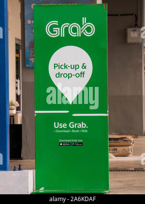 'Grab' pick up and drop off point sign- a Singapore based a ride ...