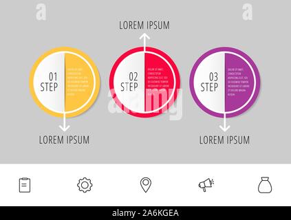 Business infographic template with three circles colorful rings and ...