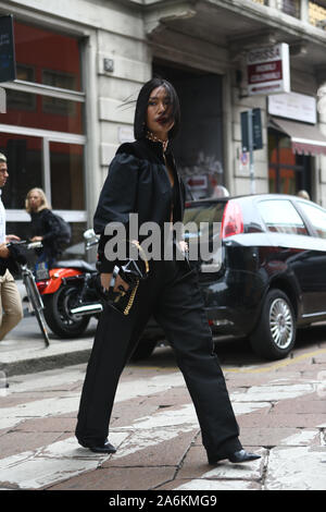 Molly Chiang attending the Armani show during Milan Fashion Week ...