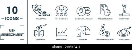 Risk Management icon set. Include creative elements risk management ...