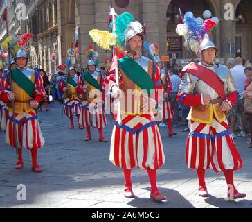 Traditional costumes at the Calcio Storico parade in Florence, Italy ...