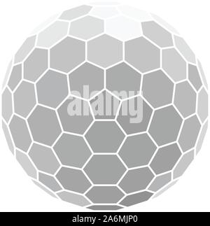 vector illustration of a honeycomb hexagon sphere isolated on white ...