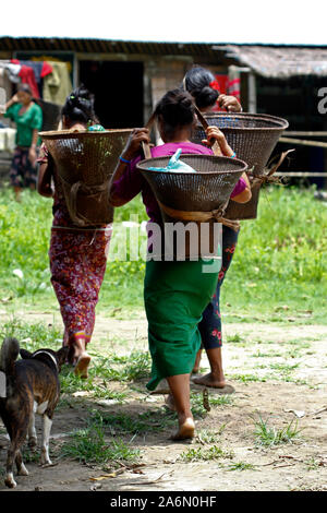 Three women from the ethnic Murong (also Mro or Mru) community, in Lama ...