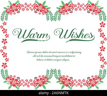 Calligraphy card warm wishes, with nature green leaf flower frame ...