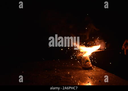 Diwali festival fire works. Diwali festival is celebrated in India in ...