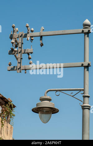 An old electric lamp, the first in the world to use the newly invented ...