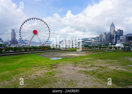HONG KONG -29 JUN 2019- A view by night of the evening light show on ...
