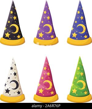 Set of witches hats isolated on white background Stock Vector Image ...