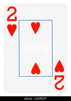 Two of Hearts playing card - isolated on white (clipping path included ...