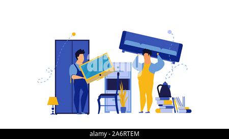Service packing people furniture vector illustration worker man ...