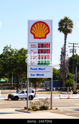 Californian Shell gas station price sign with American flags Stock ...
