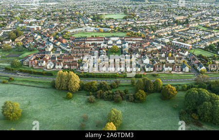 SWINDON UK - October 26, 2019: Aerial view of the Old Town area in ...
