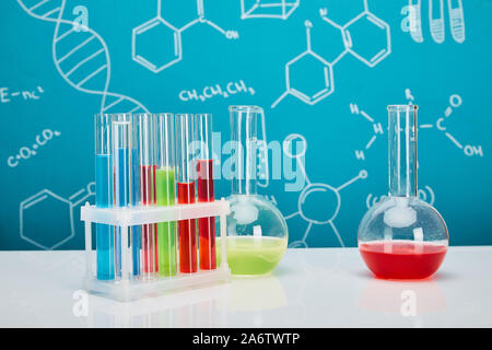 Molecular Structure and colorful liquid on white background Stock Photo ...