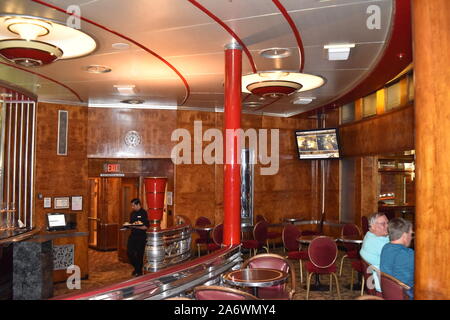 Queen Mary Observation Bar, art deco room with mural Jubilee Week by ...
