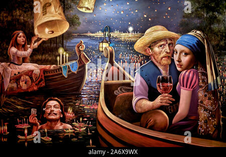 Parody Art painting. Famous artists, famous people. Parody art museum ...