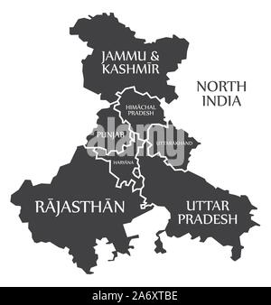 Northern states of India map illustration Stock Vector Image & Art - Alamy