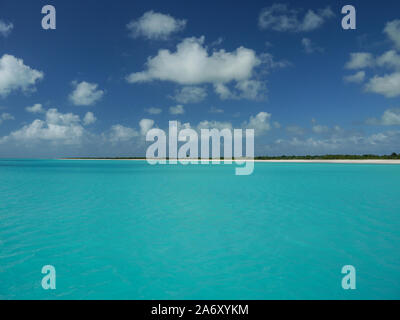 Caribbean, Leeward Islands, Barbuda, Codrington Lagoon, View of boat ...