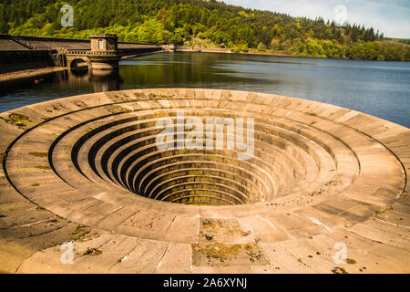 Plug hole, Ladybower Reservoir, Peak District, UK Stock Photo ...