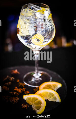 delicious gin tonic with anise & fresh lemon Stock Photo - Alamy