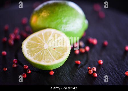 fresh lime & red pepper close up view Stock Photo - Alamy