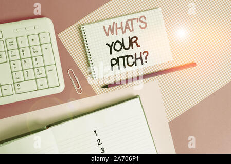 Writing note showing What S Is Your Pitch question. Business concept ...