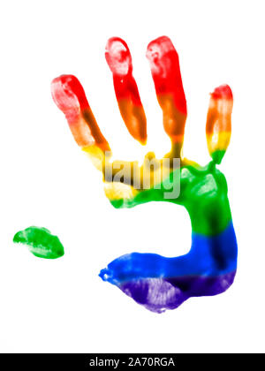 Rainbow paint hand lgbt symbol isolated on the white background Stock ...