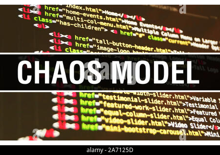 Chaos model concept illustration using code for developing programs and app. Chaos model website ...