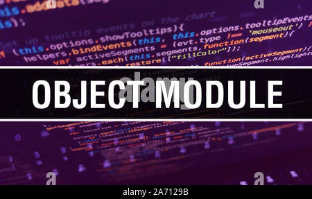 Object module with Digital java code text. Object module and Computer software coding vector ...