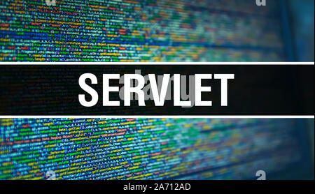 Servlet with Binary code digital technology background. Abstract background with program code ...