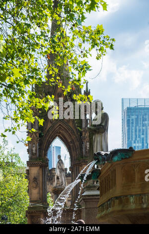 Albert Memorial and John Bright Statue, Manchester, Victorian period ...