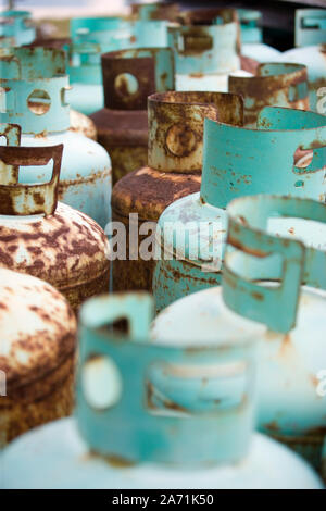 old rusted abandoned steel propane tanks Stock Photo - Alamy