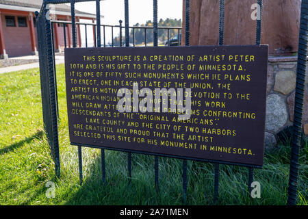 Two Harbors, Minnesota - October 20, 2019: Totem pole of the Trail of ...