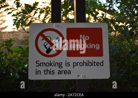 This Area is a Smoke Free Zone Sign with no smoking symbols Stock Photo ...