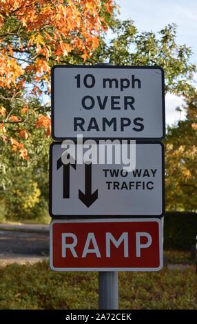 Speed ramp warning sign - 5 MPH. Roadsigns UK, slow speed zone metaphor ...