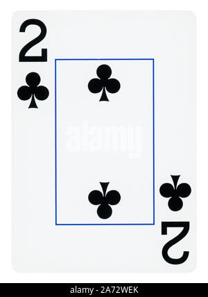 A Two of Clubs playing card with clipping path to remove background and ...