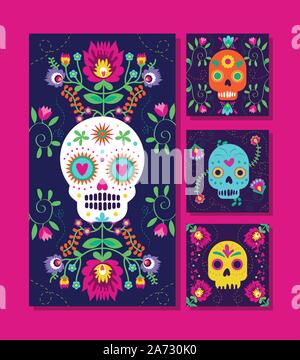 Skulls and hearts floral pattern Stock Vector Image & Art - Alamy