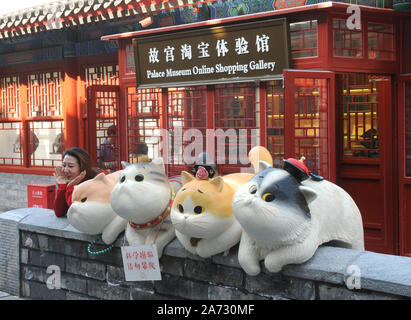 Beijing,CHINA-A giant "Royal cat" is seen near the palace wall outside ...