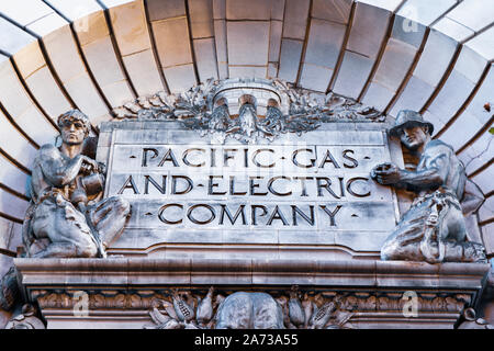 PGE, Pacific Gas and Electric, sign atop company office in San ...