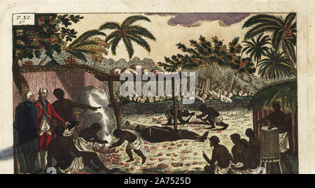 Human sacrifice on Tahiti in the South Pacific, c1773. Artist: W ...
