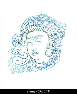 Guanyin, Guan or Kuan Yin goddess statue in China isolated color ...