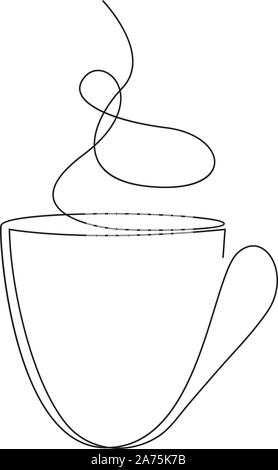 Teacup continuous line. One line tea cup. Vector illustration set Stock ...